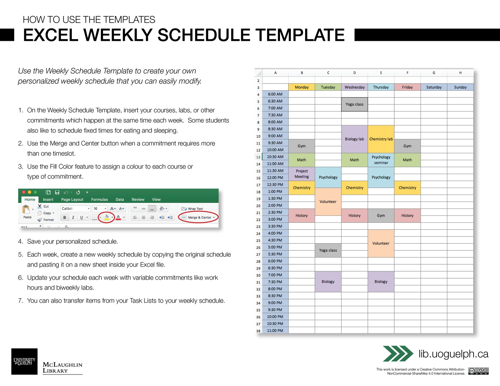 Excel Weekly Schedule Template | Digital Learning Commons