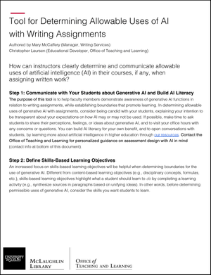 Tool for Determining Allowable Uses of AI with Writing Assignments ...
